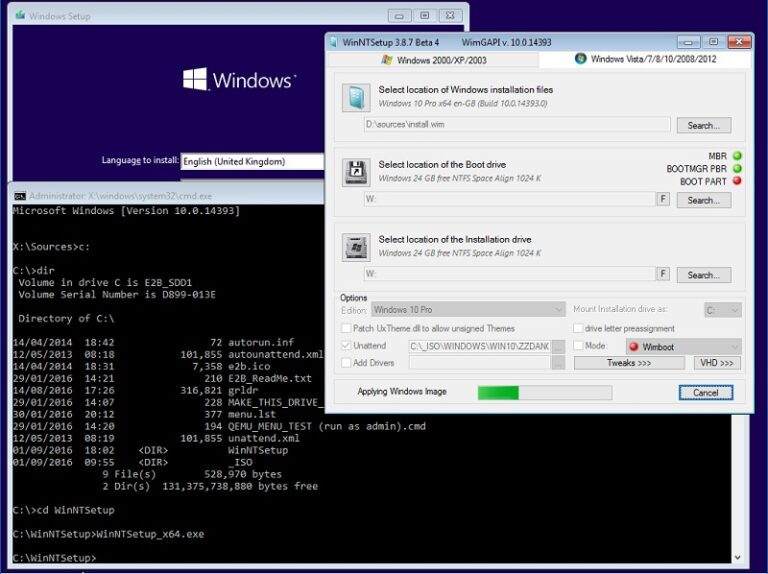 Installing Windows XP\7\8\10 using WinNTSetup – Easy2Boot