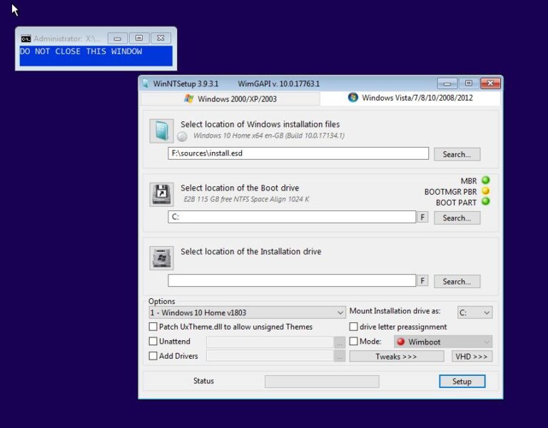 Installing Windows XP\7\8\10 using WinNTSetup – Easy2Boot